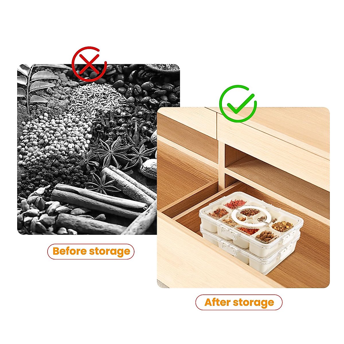 Uideyvi 2PCS Divided Serving box With Lid and Handle, Snack Containers With Dividers and Lids, Candy, Spices, Fruits (With 10 Fruit Forks), Snacks Storage Containers, Convenient to Carry Out.