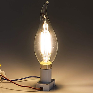 OPALRAY Low Voltage 12V LED Candelabra Bulb, 12V DC or 12V AC, 4W Dimmable, 2700K Warm White Light, E12 Small Base, 40W Incandescent Replacement, 12Volt DC Operated, Clear Glass Flame Tip, 5-Pack