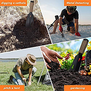 FullLit Backpacking Trowel, Lightweight Camping Shovel, Metal Detecting Tool, Garden Trowel, with Carrying Pouch, for Hiking, Digging, Metal Detecting, Gardening and Outdoor