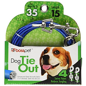Boss Pet Products Tie Out Dog Medium 15 Foot Pdq