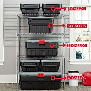 Rubbermaid ActionPacker Lockable Storage Box, 35 Gal, Grey and Black, Outdoor, Industrial, Rugged