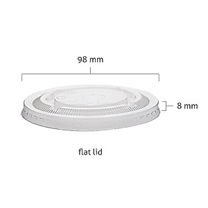 [100 Count] Clear PET Plastic Flat Lids With Straw Slot for 12, 16, 20 & 24 oz. Milkshake Cups