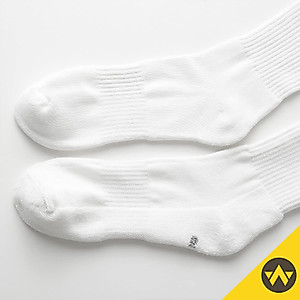 WANDER Men's Running Crew Socks 6 Pairs Cotton Athletic Socks for Men Cushion Half Performance Socks 8-12