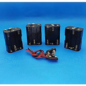 Raogoodcx 4Set 6 x AA Thicken Battery Holder and T Type Wired Battery Clip Standard Snap Connector