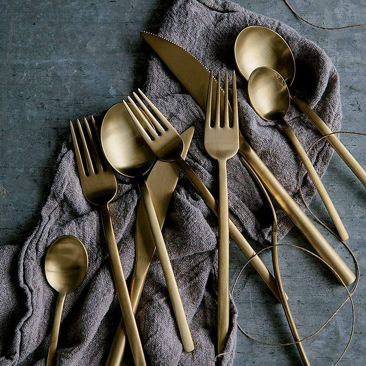 MEPRA, DUE ICE PLACE SETTING, 5 PIECE SET, BRUSHED GOLD FINISH, Medium