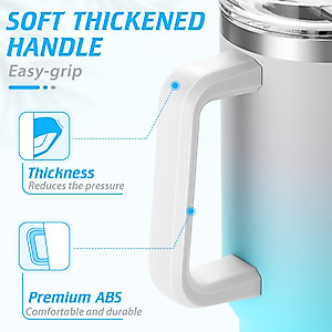 TaroKitc 40 oz Tumbler with Handle | Stainless Steel Insulated Iced Coffee Cup with Lids and Straw | Insulated Travel Mug | Keeps Drinks Cold for 34 Hours | Dishwasher Safe, BPA Free | Cream