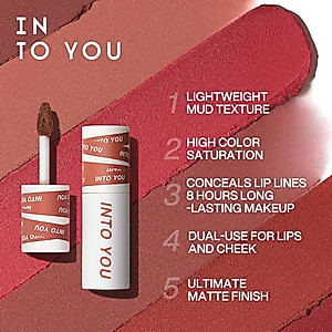 INTO YOU Matte Lipstick Lip Mud, Waterproof Long Lasting Smudge Proof Velvet Lip Stains, Multi-Purpose for Lip and Cheek, Non-Stick Cup Not Fade Lip Gloss Makeup Cosmetics Official Directly (EM05)