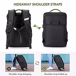 Lekebobor Travel Rolling Backpack Wheeled Business Backpack for Men Women,15.6" Laptop Backpack with USB Charging Port, Waterproof Carry on Backpack Airline Approved Travel Backpack,Black