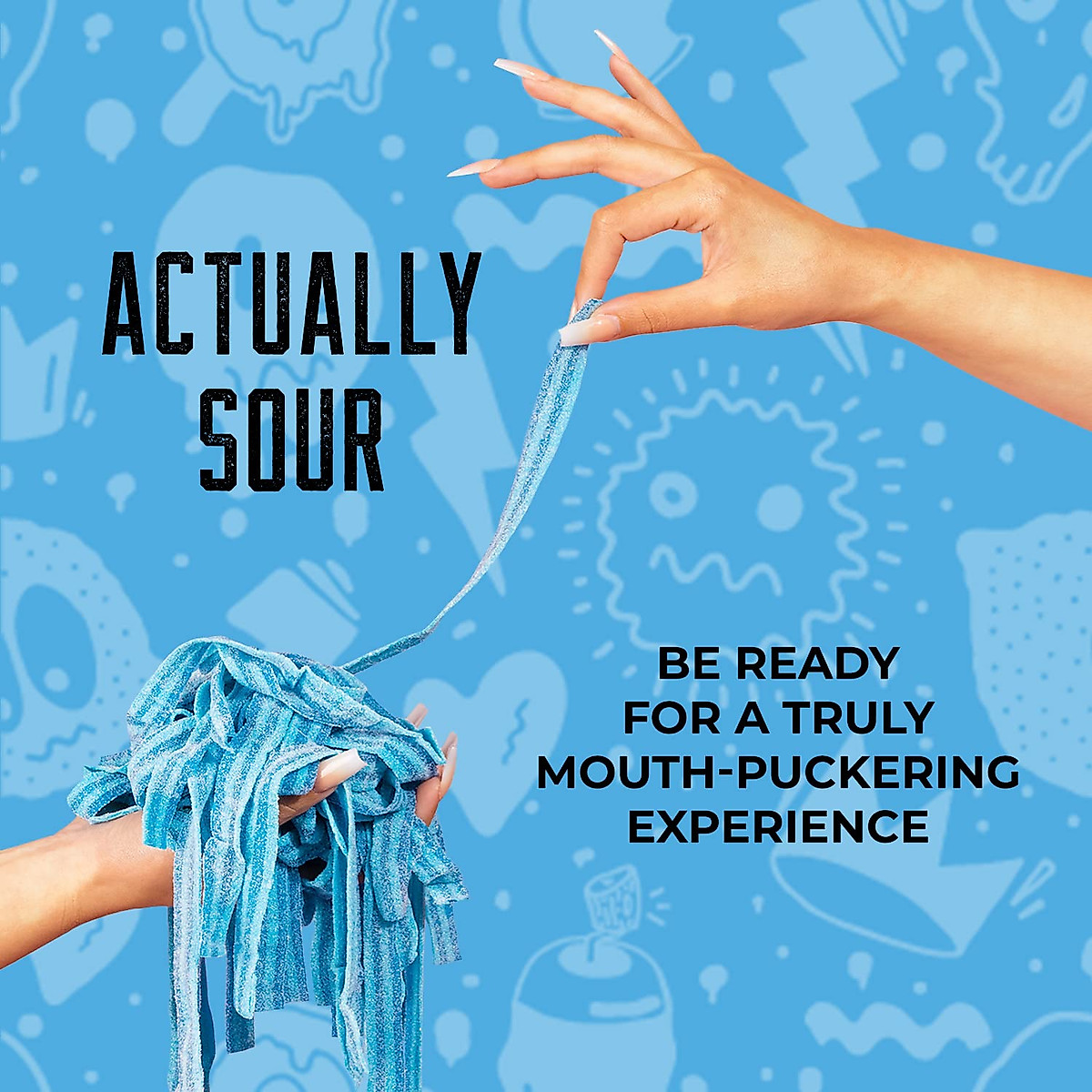 SOUR STRIPS Raspberry Flavored Sour Candy Strips, Deliciously Sour Chewy Candy Belts, Vegan Friendly Candies, 12 Strips per Pack, 2 Pack