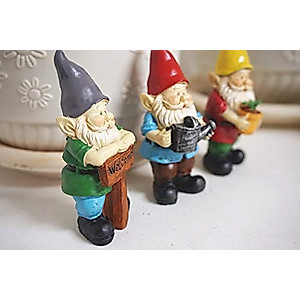MUAMAX Miniature Gnome Figurines Set of 3 Small Gnomes Sets for Fairy Gardens Gnomes Gifts Gnome Garden Accessories