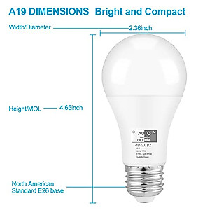 Qualilux Dusk to Dawn Light Bulbs 1000 Lumen, Soft White, LED 12W, Non-Dimmable, A19 E26, 2-Pack, HQ-H021