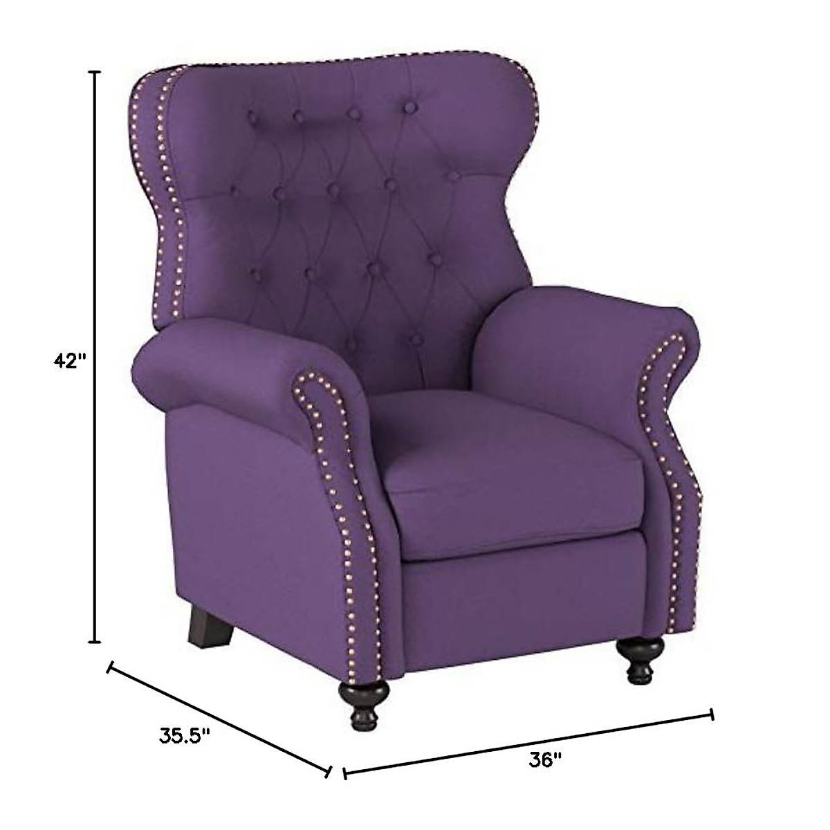 GDFStudio Waldo Tufted Wingback Recliner Chair(Plum)