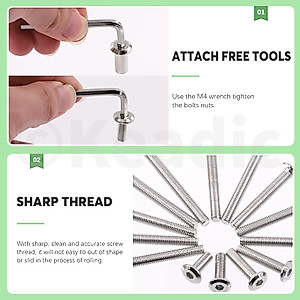 Keadic 25 Pcs M6 x 25mm Socket Cap Bolts Barrel Nuts Kit with Hex Key, Silver Binding Screws Stud Posts Assortment Kit Countersunk Furniture Crib Bolts for Bed Chair Table Cabinet