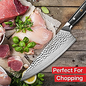 YOKASHI Japanese Knife - Damascus Chef Knife 8-inch - Superior Edge Retention for Precise Chopping, Slicing & Dicing for Professional Chefs and Home Cooks in the Kitchen - Durable Steel