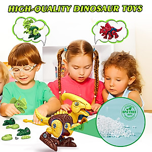 Powerextra Take Apart Dinosaur Toys, STEM Dinosaur Toy Set with Electric Drill, Educational Learning and Fun Construction for Kids Ages 3-8