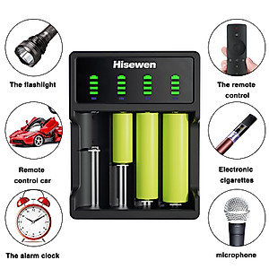 18650 Battery Charger, Hisewen Universal Smart USB LED Dual Battery Charger 18650 for 3.7v Li-ion 14500 16340 18350 26650 21700 Rechargeable Batteries