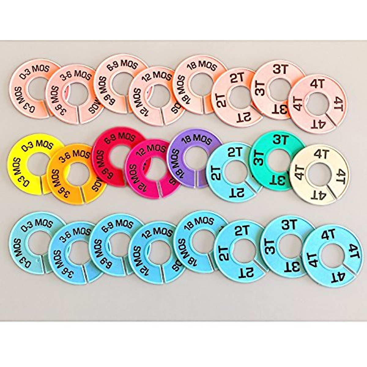 Discount Sizing Colored Closet Rack Size Divider Organizer Set- 8 Pieces Baby Toddler - Various Quantities Available (Baby Pink)