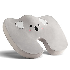 microzo Memory Foam Seat Cushion, Cute Animal Chair Cushion for Office Desk Chair, Non-Slip Chair Pad for Car Seat, Tailbone Pain Relief Cushion for Orthopedic Back Pain Sciatica (Koala)