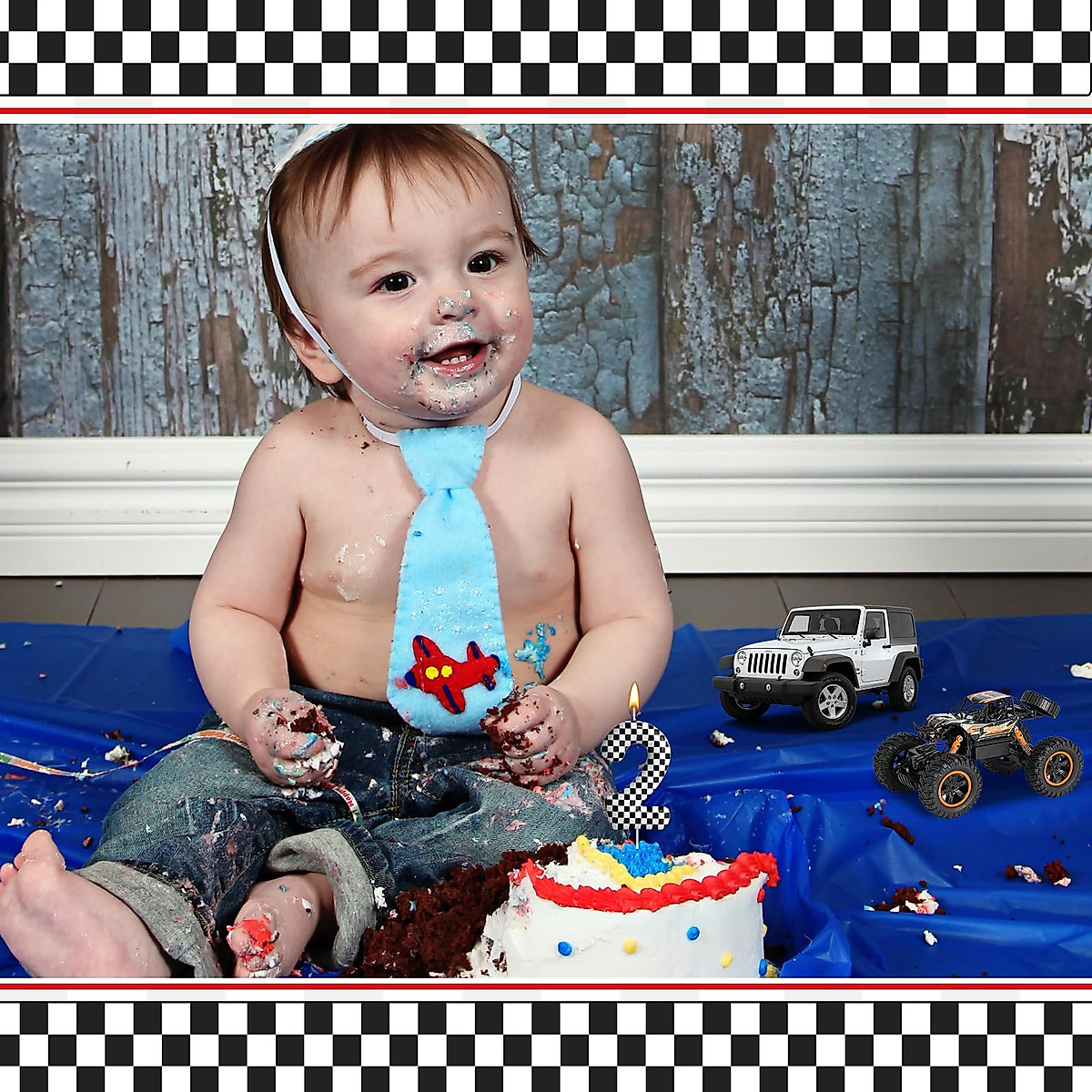 Racing Cars Themed Birthday Candle Number 2 Checkered Candle Birthday Party Decoration Cake Topper for Racing Car Party Decoration Theme Party Supplies (Number 2)