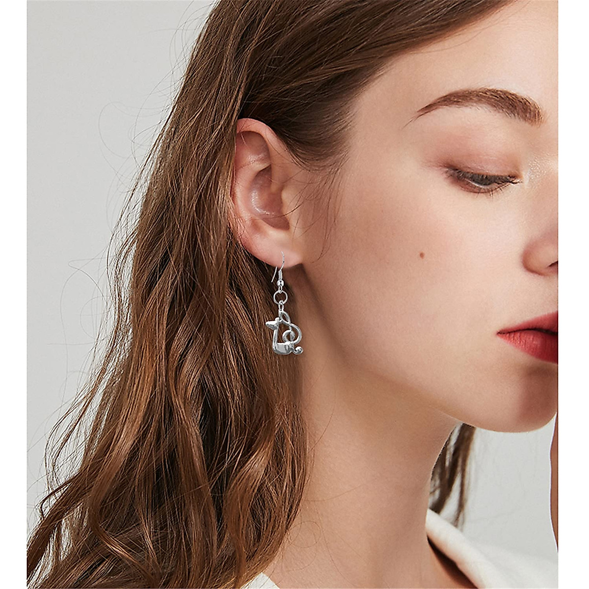 WUWEIJIAJIA 12 Pairs Lightweight Handmade Vintage Silver Music Note Dangle Drop Earrings Sets Musical Instrument Guitar Violin Earrings for Women Music Lover (Silver)