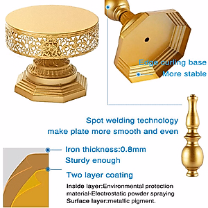 weharnar Gold Cake Stand Set - 3 Pcs Metal Cupcake Holders for Dessert Table Round Gorgeous Dessert Display Stands Trays Set for Christmas, Wedding, Birthday, Bridal & Baby Shower, Tea Party