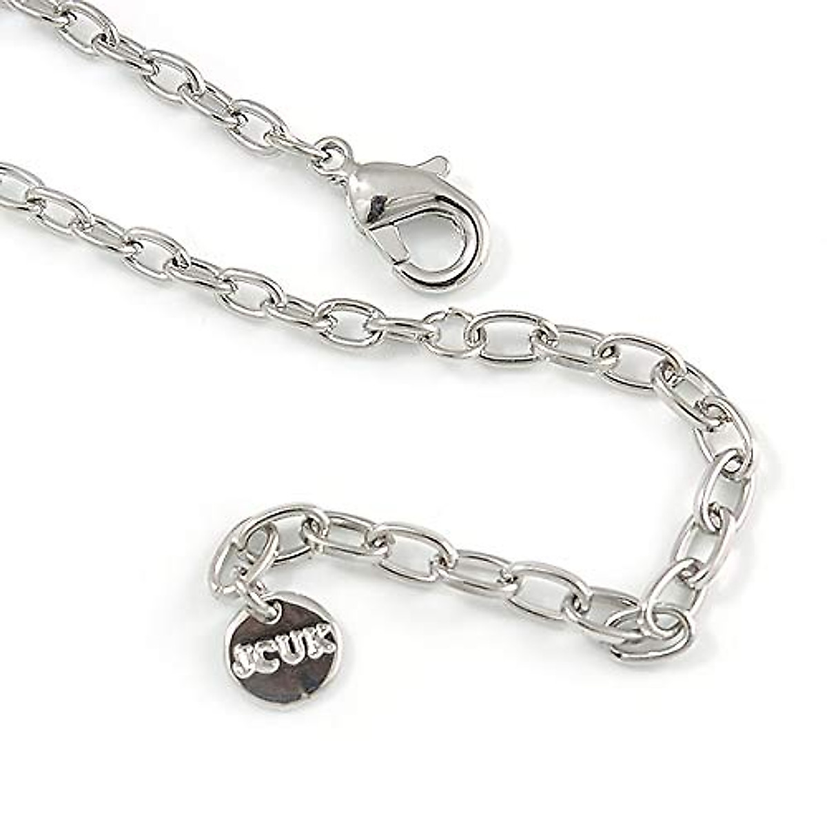 Avalaya Statement Purple/Magenta Glass, Crystal Leaf Necklace and Drop Earrings In Rhodium Plating - 40cm L/ 8cm Ext