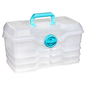 ArtBin Clear Plastic Organizer Small Parts Organizer - for DIY Arts & Crafts Storage Boxes & Organizers, Sewing Storage - Storage Box with Compartments, Project Box - Large (6 Pivot Trays) 6963PB