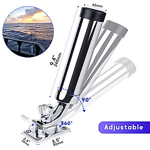 smartmarine 316 Stainless Steel Boat Fishing Rod Holder 360 Degree Rotation Outrigger Fishing Pole Support