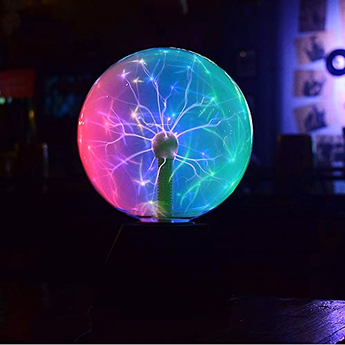 Magic Plasma Disco Ball Lamps Touch Sound Sensitive Desk Tesla Coil Lamp Light Nebula Sphere Lightning Globe Home Room Decor electrostatic Flashing Balls Nightlight 8 Inch