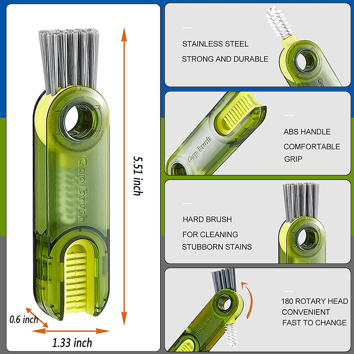 3 in 1 Multifunctional Cleaning Brush 3 Pack Bottle Cleaner Brush Insulation Cup Crevice Cleaning Tools Tiny Bottle Cup Lid Brush Cleaner Brush Suitable for All Kinds of Cups and Bottles