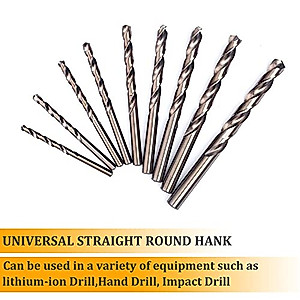 M MIMHOOY 5mm / 0.19" Cobalt Drill Bit Set (10 Pcs), M35 Cobalt Twist Drill Bits for Stainless Steel and Hard Metal