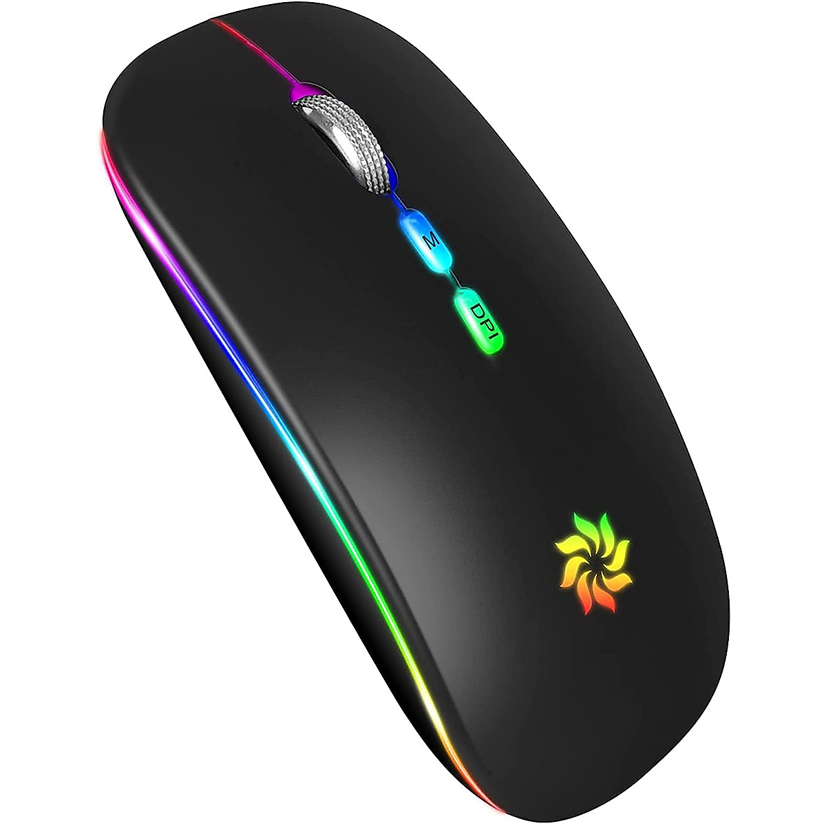 KBCASE LED Wireless Mouse Slim Silent Mouse 2.4G Rechargeable Wireless Computer Mouse Wireless Mouse for Laptop, MacBook, iPad, Chromebook, with USB & Type-c Receiver