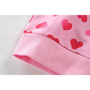 Kids Girls Zip-up Jacket Toddler Hoodies Long Sleeve Heart Print Hooded Sweatshirt Cute Sweater Cotton Tee Shirt Top Fall Winter Clothes Valentine's Day Outfit for Girls Size 7