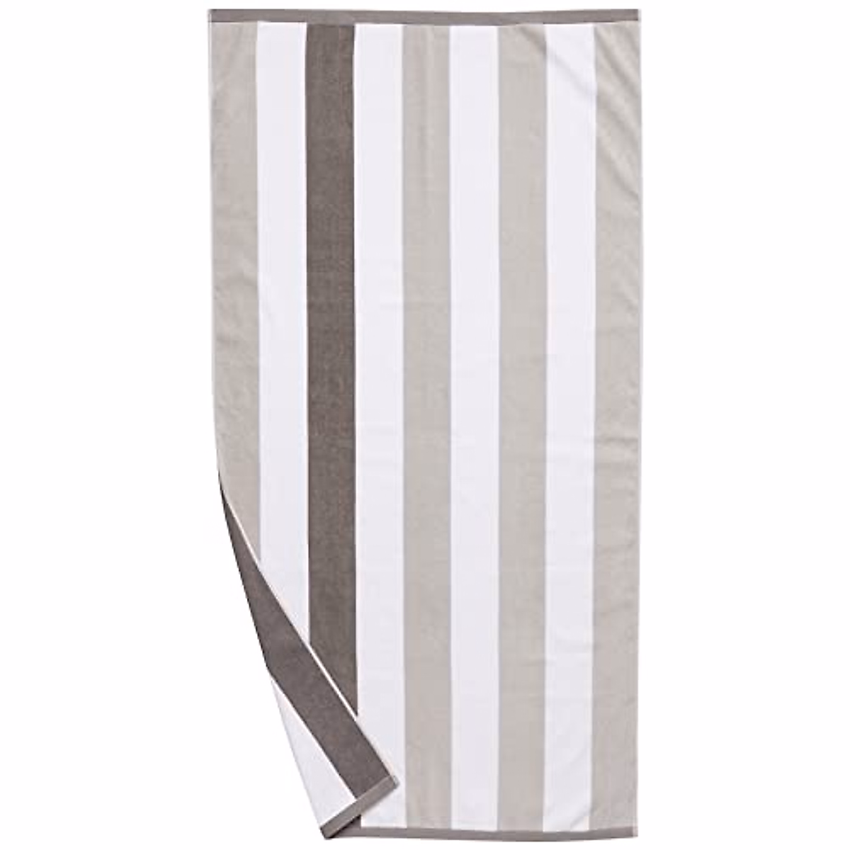 Amazon Basics Oversized Premium Cotton Beach Towel - Pop Stripe - Gray/Dark Gray, 36" x 72", 2-Pack