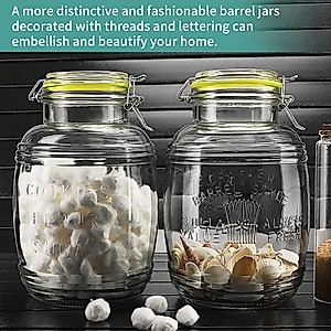 Qianfenie 98 oz Glass Jars with Lids - Glass Storage Jars, 3 Quarts Barrel Jars with Airtight Lids for Kitchen Canisters, 2 Pack