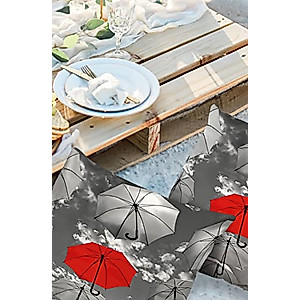 Outdoor Pillows 16x16 Waterproof Outdoor Pillow Covers, Red Umbrella Polyester Throw Pillow Covers Garden Cushion Decorative Case for Patio Couch Decoration Set of 2, Standing Out