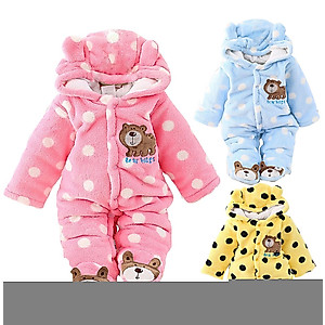 Gaorui Newborn Baby Jumpsuit Outfit Hoody Coat Winter Infant Rompers Toddler Clothing Bodysuit Pink