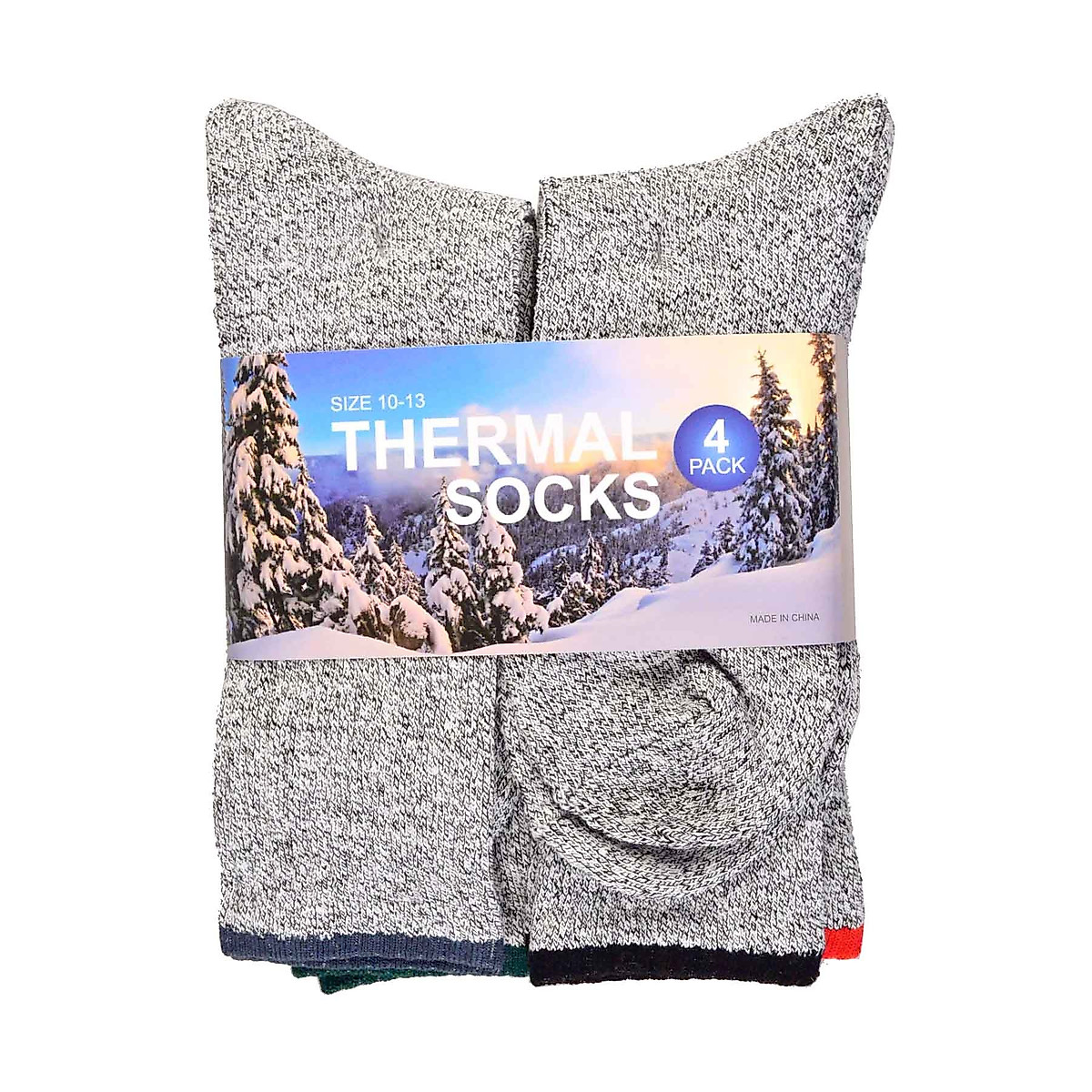 Eco Friendly Heavy Weight Recyled Cotton Winter Thermal Boot Socks 4 Pair (10-13, Color Tipping)