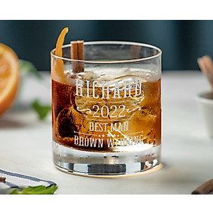 TEEAMORE Personalized Rocks Old Fashioned Initial Whiskey Glass Add Your Name Text Year Cocktail Glasses Gift 10.25oz