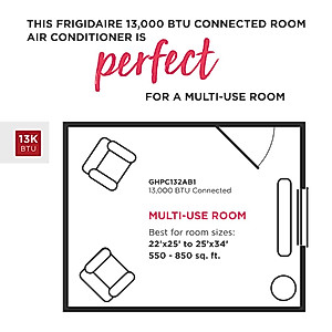 Frigidaire FHPC102AB1 Portable Air Conditioner with Remote Control for Rooms, Up to 350 Sq. Ft, White