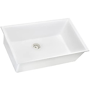 Ruvati 30 x 17 inch Granite Composite Undermount Single Bowl Kitchen Sink - Arctic White - RVG2030WH
