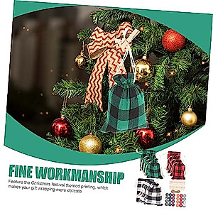 NOLITOY 2 Sets Plaid Bag Set Christmas Treat Bags Candy Storage Pouches Christmas Gift Wrapping Bag Advent Calendar Drawstring Bags Drawstring Candy Bags Storage Rack Wooden Christmas Tree