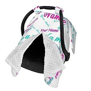 Personalized Baby Car Seat Covers for Babies with Name，Custom CarSeat Canopy Covers for Girls Boys，Nursing Breastfeeding Cover for Infant Car Seat.
