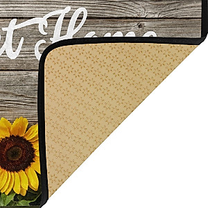 Sweet Home Kitchen Rug Sunflower On Wooden Board Floor Mat Anti-Fatigue Bath Runner Area Mat Rugs Carpet Home Decor,39 x 20 Inch