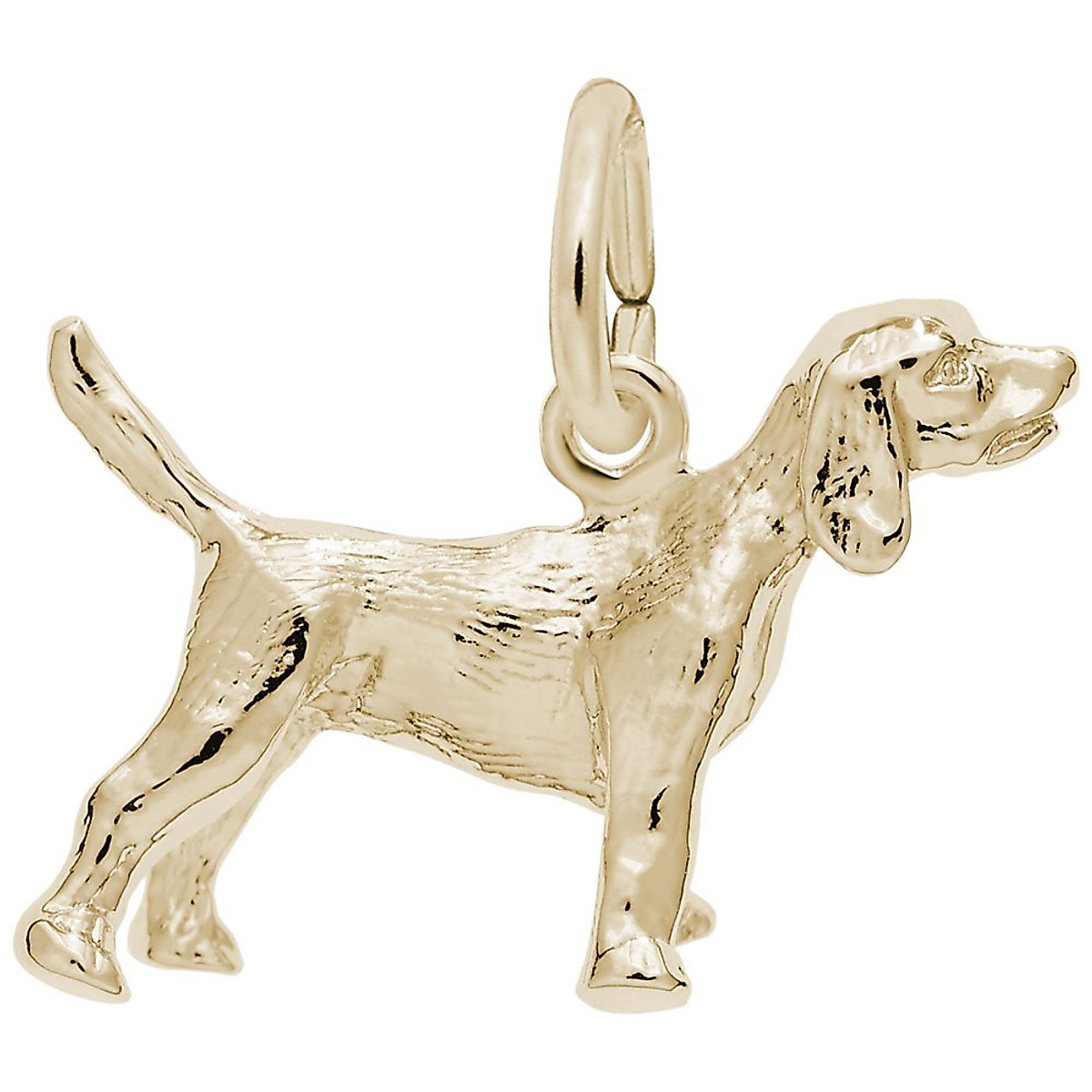 10k Yellow Gold Beagle Dog Charm, Charms for Bracelets and Necklaces