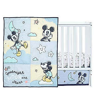 Lambs & Ivy Disney Baby Moonlight Mickey Mouse 3-Piece Nursery Crib Bedding Set