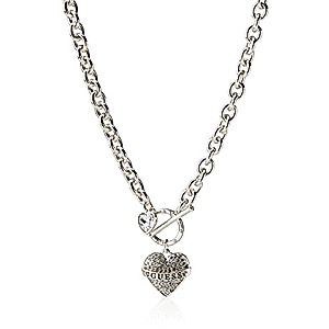 GUESS Women's Toggle Logo Charm Necklace, Silver, One Size