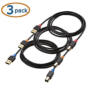 Cable Matters 3-Pack USB Cable/USB Printer Cable 6 ft, USB A to B Cable, USB 2.0 Cable Compatible with Printer, MIDI Controller, MIDI Keyboard and More - 6 Feet