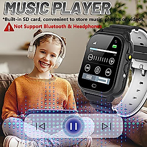 Waterproof Kids Game Smart Watch with 26 Puzzle Game HD Touchscreen Camera Video Music Player Pedometer Alarm Clock Flashlight Educationals Learning Toys for Girls Boys 3-12 Years Old (Black)