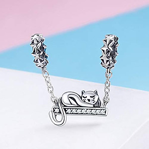 925 Sterling Silver Charms Love Animal Charm Beads for Pandora Unicorn Charms Bracelets Spaced Beads Bracelets for Women Charm Bracelets (Lovely Cat Charms)